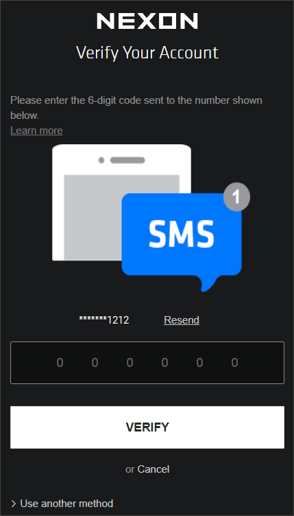 Setting up SMS Verification – Nexon America Support Center